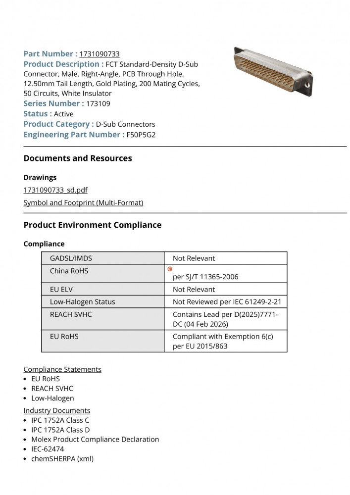 MOLEX 1731090733 drawing page 1
