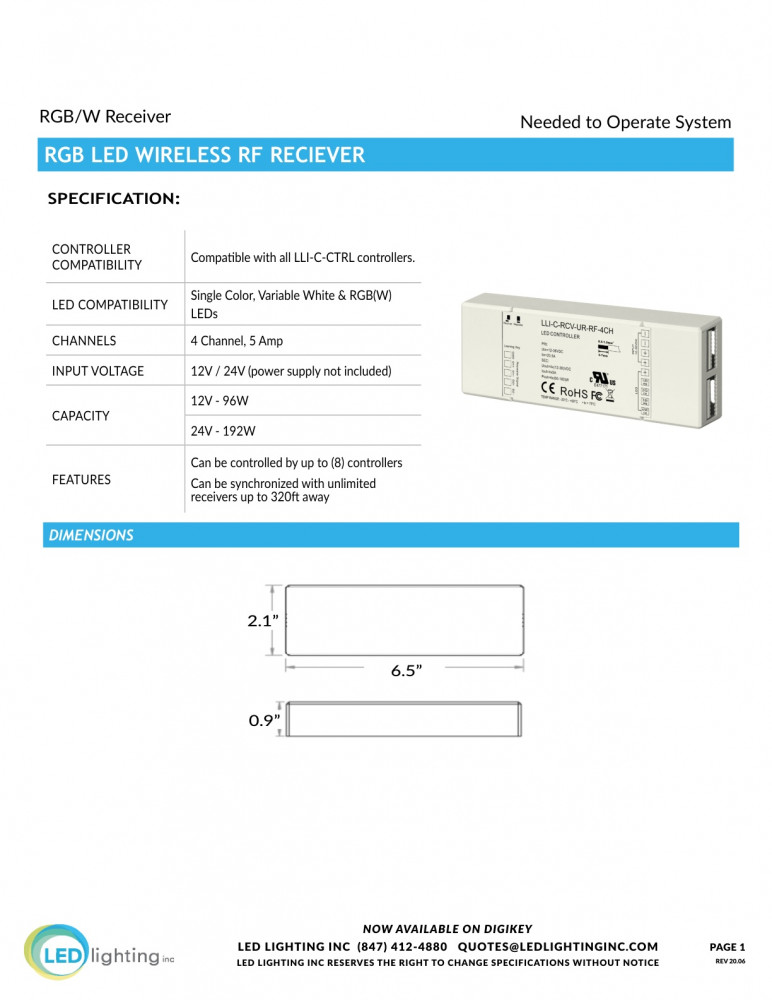 RGB/W receiver product documentation image