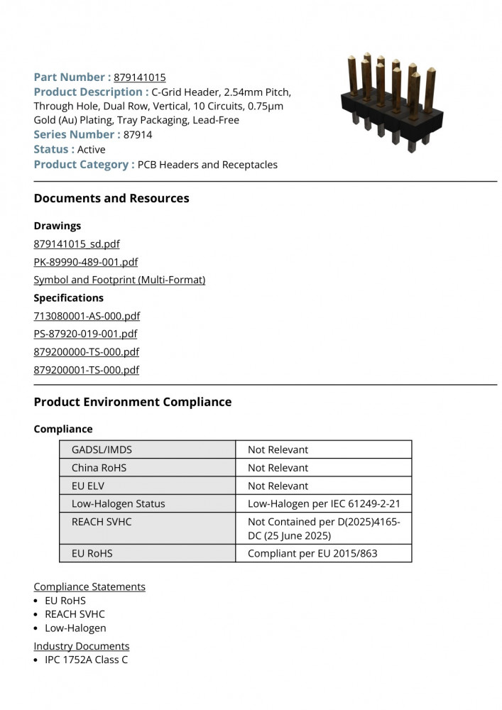 879141015 product document image, page 1