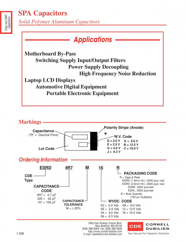 CDE SPA capacitor datasheet page 2