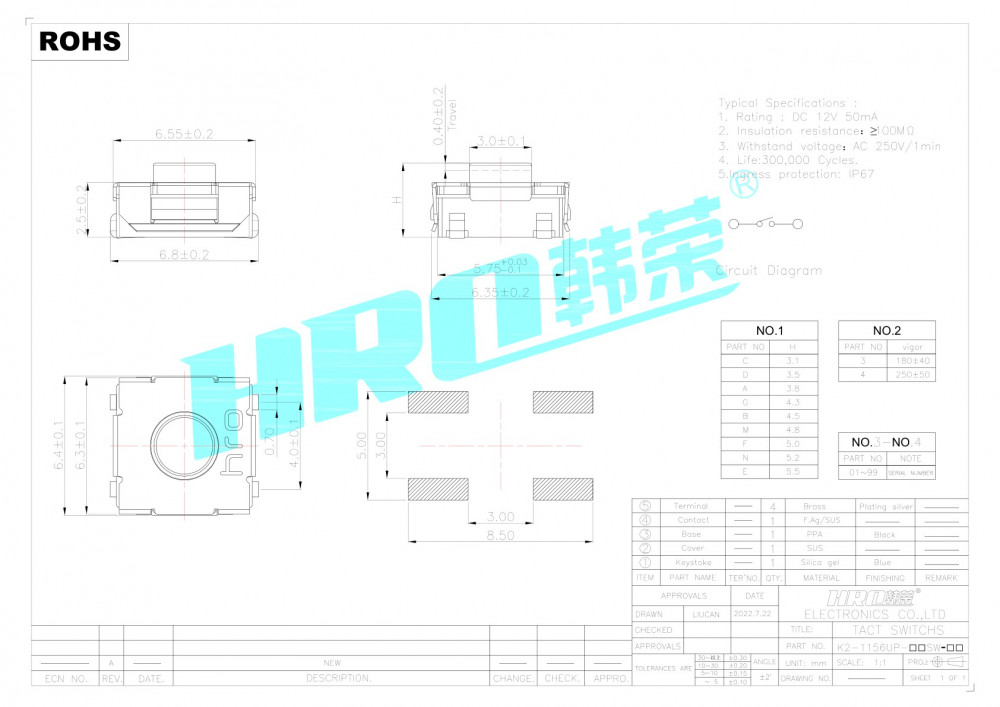 K2-1156UP-G4SW-05 technical drawing page 1