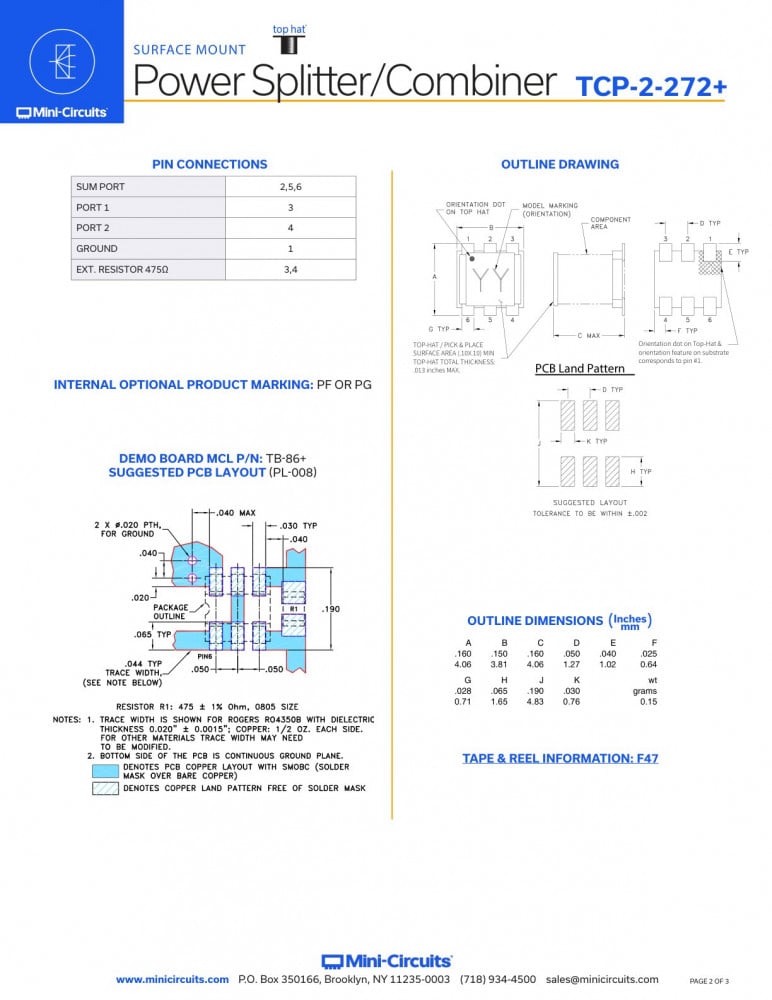 TCP-2-272+ datasheet page 2