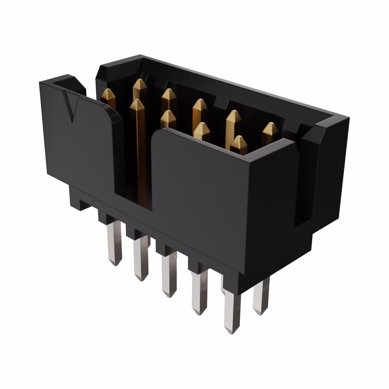 2.00mm Pitch, Milli-Grid PCB Header, Dual Row, Vertical, Through Hole, Shrouded, 10 Circuits, 0.76µm Gold (Au) Plating, 3.50mm Tail Length, Dual Side Slots, Center Polarization, Tube for sale