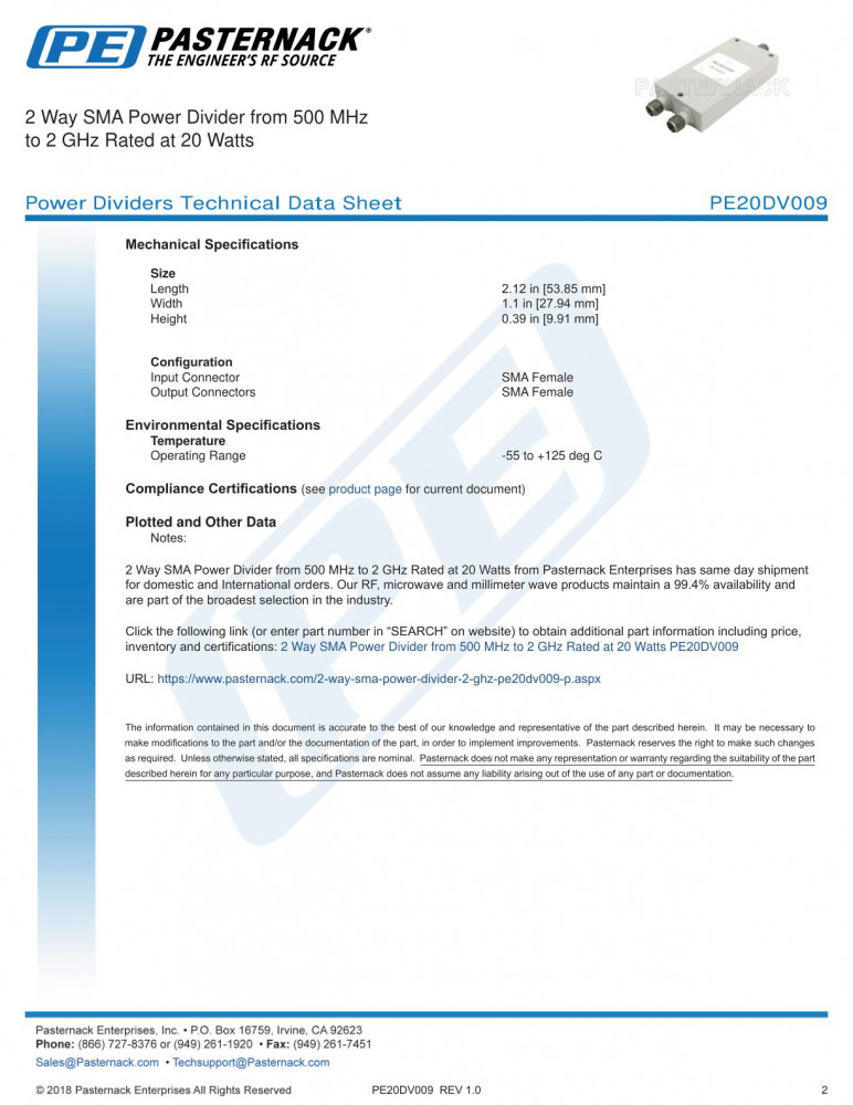 PE20DV009 technical document page 2