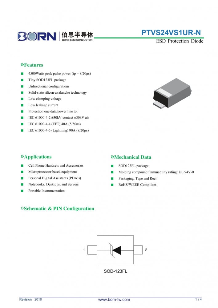 PTVS24VS1UR-N datasheet page 1