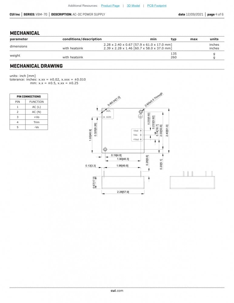 VBM-70-12-H datasheet page 4