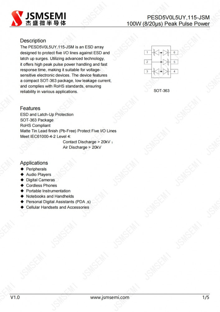PESD5V0L5UY,115-JSM datasheet page 1
