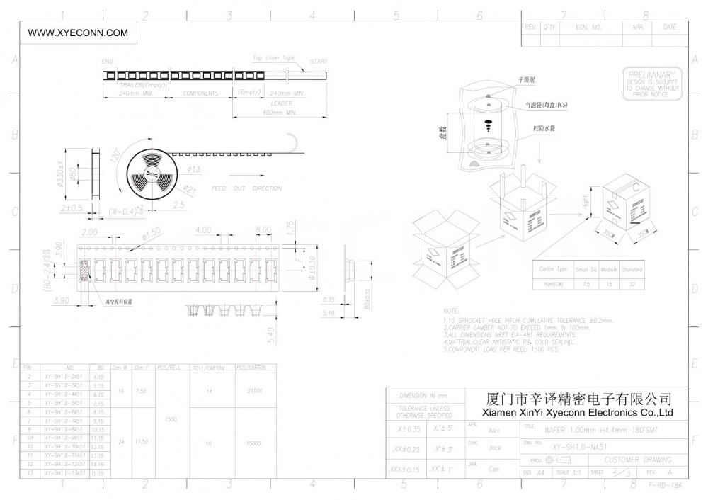 XY-SH1.0 series drawing page 2
