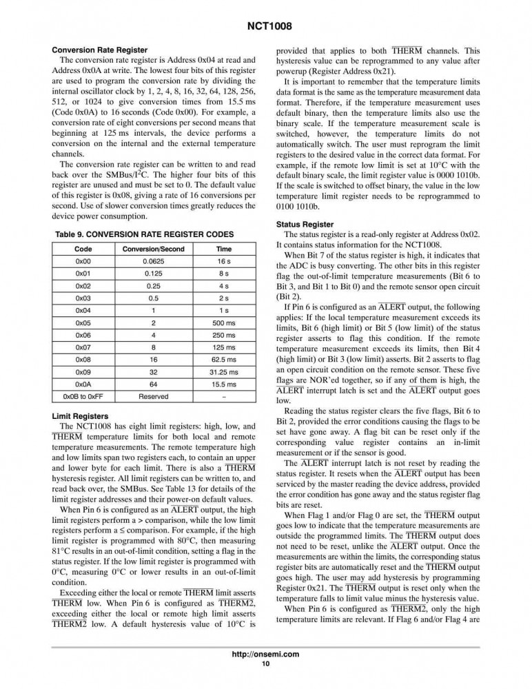 NCT1008 datasheet preview page 10
