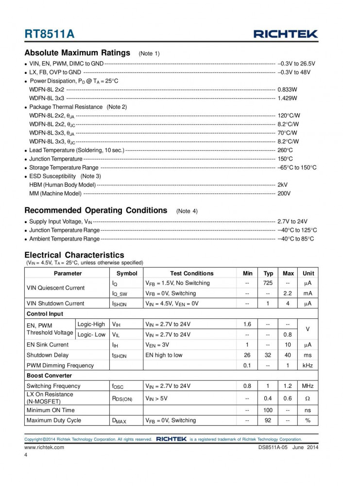 RT8511A datasheet page 4