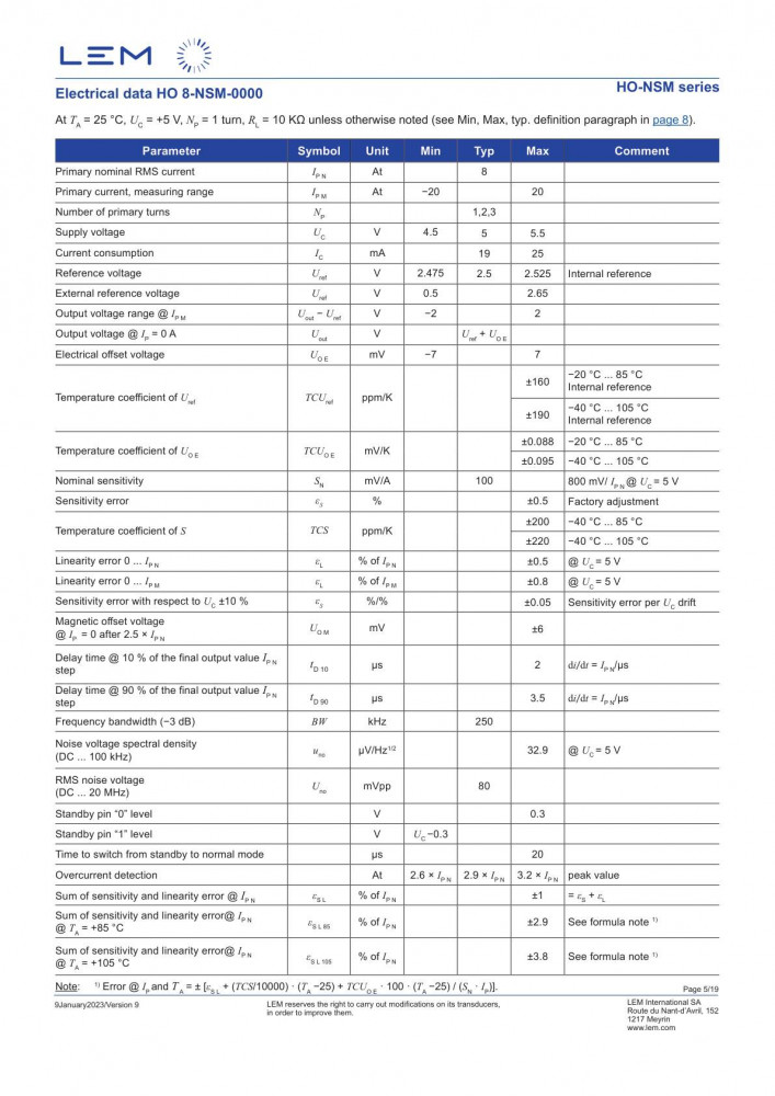 HO 25-NSM-0000 datasheet page 5