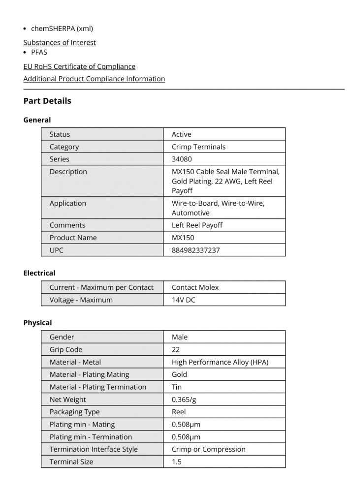 MOLEX 340801106 technical document image, page 2