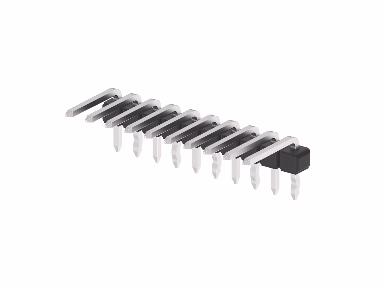 KK 254 Breakaway Header, Right-Angle Surface Mount Compatible, 10 Circuits, Tin (Sn) Plating, Mating Pin Length 6.20mm, Bag