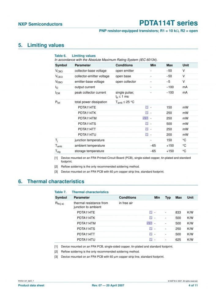 PDTA114T datasheet page 5