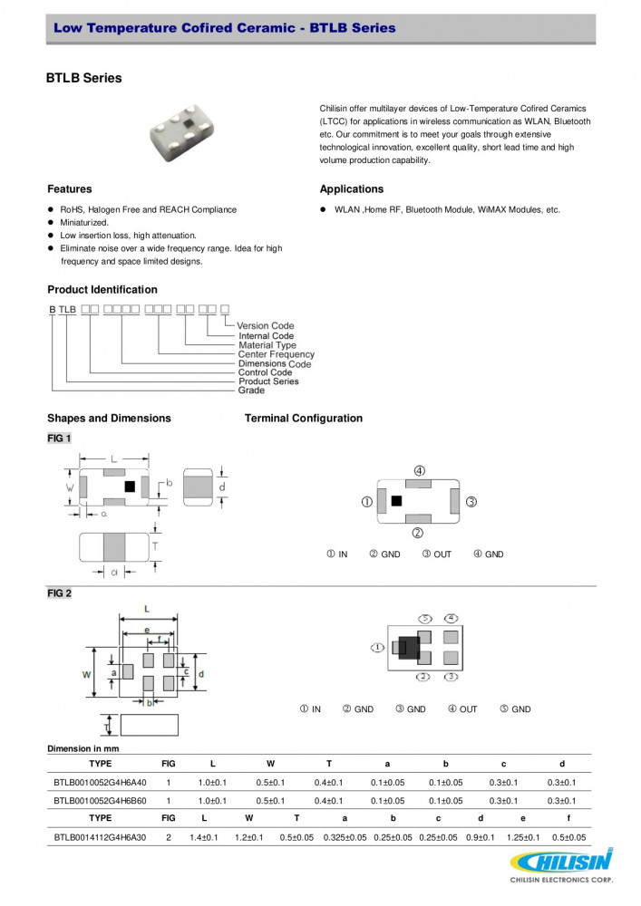 Chilisin BTLB datasheet page 1