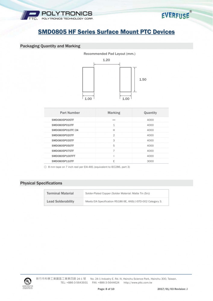 SMD0805P010TF datasheet page 8