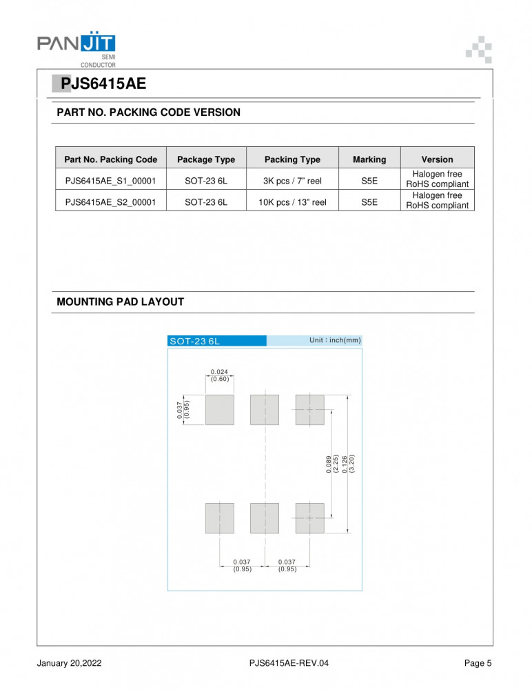 PJS6415AE datasheet page 5