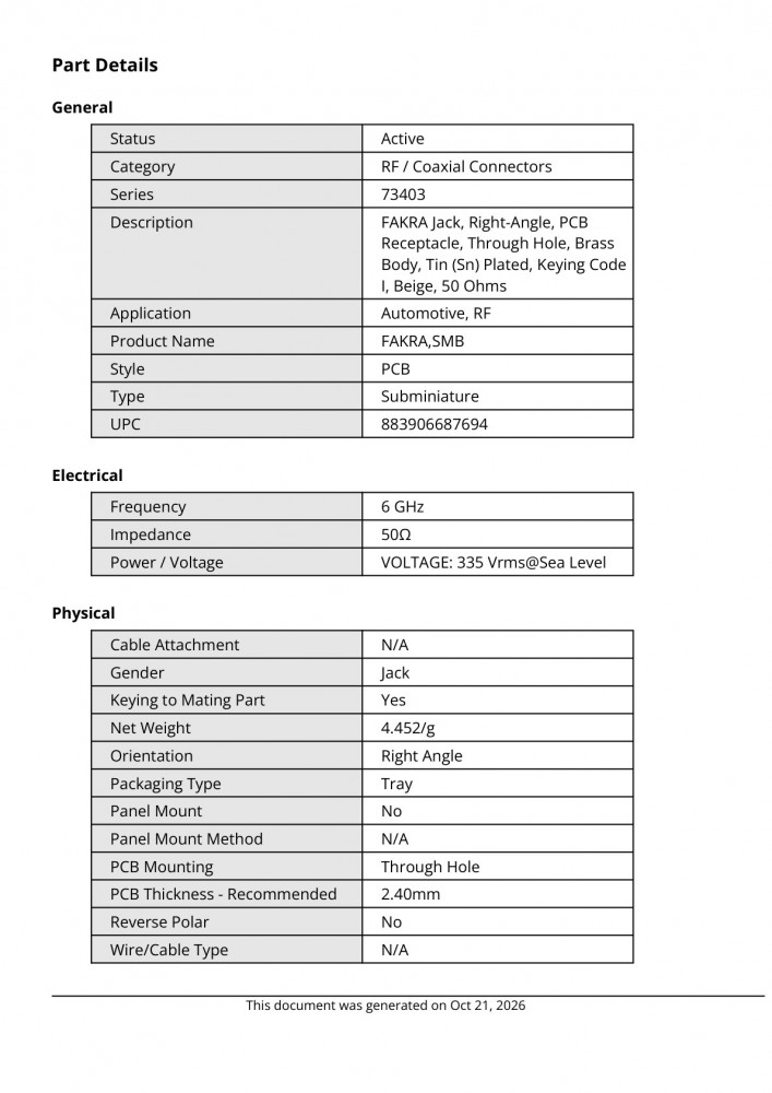 Technical document image 2 for MOLEX 734035118