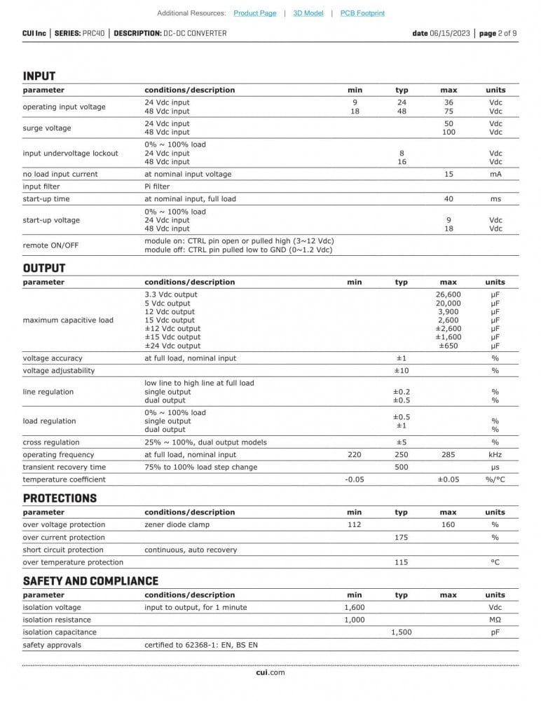 PRC40 datasheet page 2