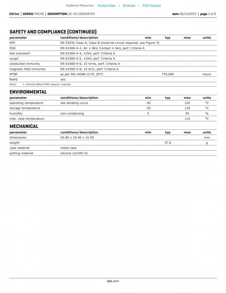 PRC40 datasheet page 3