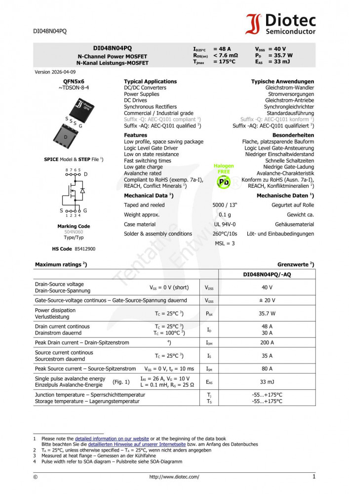 DI048N04PQ-AQ datasheet page 1
