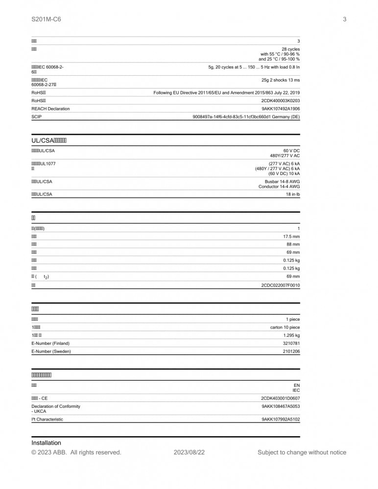ABB S201M-C6 technical document page 3