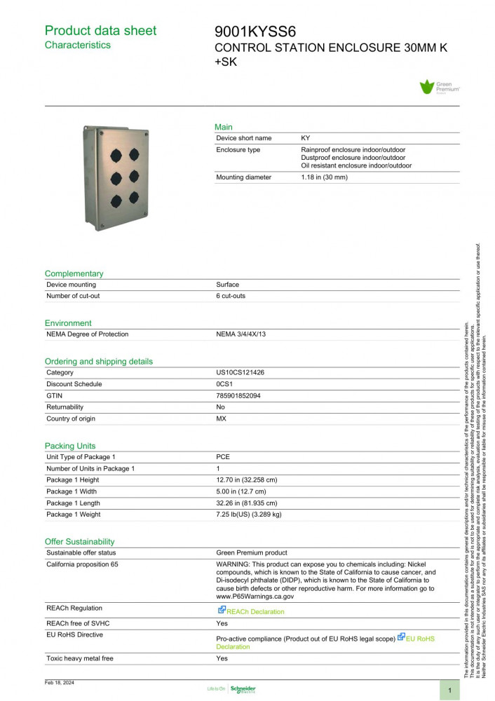 9001KYSS6 technical document page 1