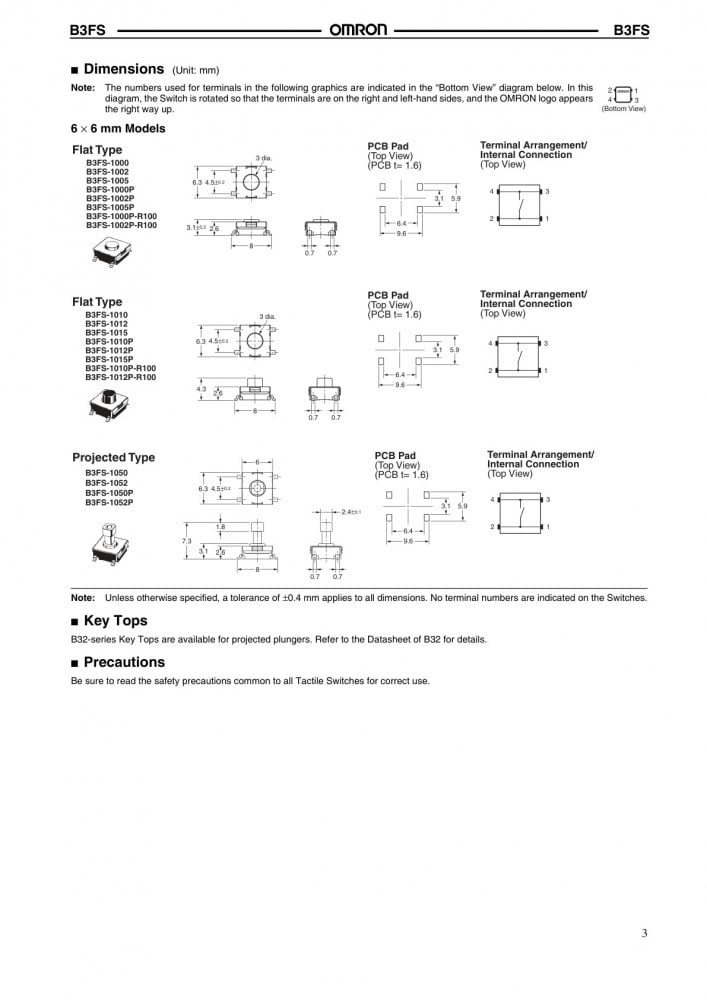 OMRON B3FS-1050P datasheet page 3