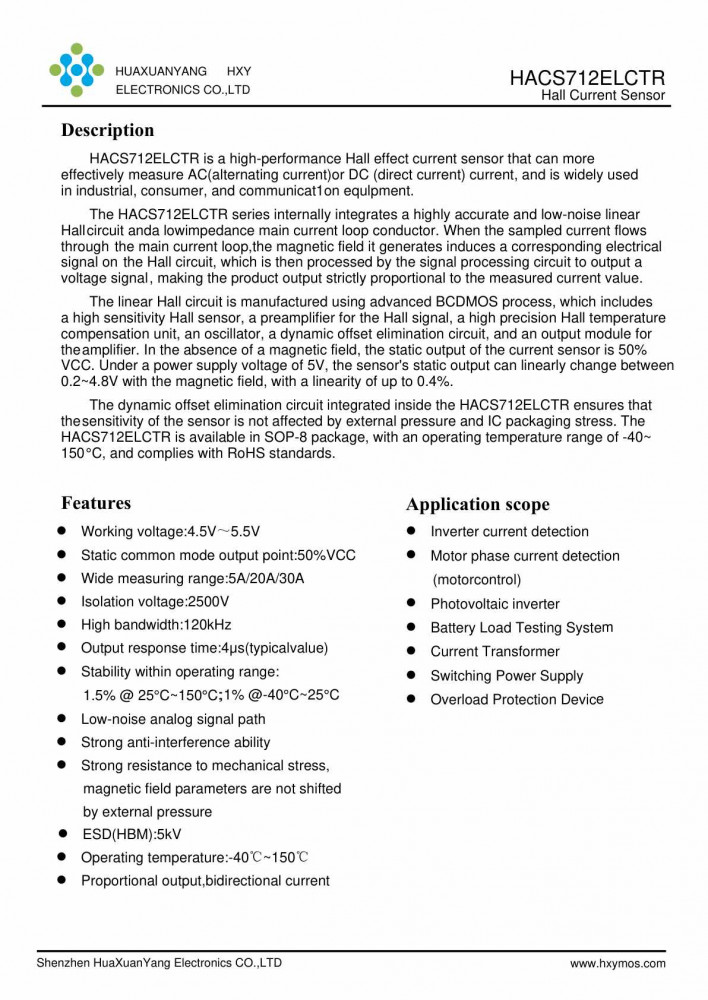 HACS712ELCTR datasheet page 1