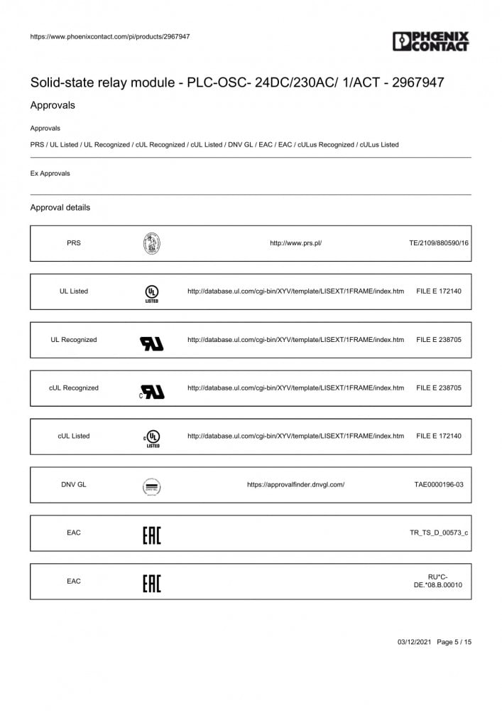 Phoenix Contact 2967947 technical document page 5