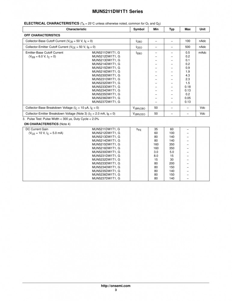 MUN5215DW1T1 datasheet page 3