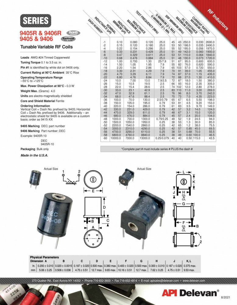 API Delevan 9405-22 product documentation