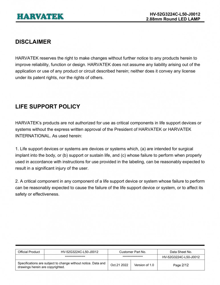 HV-52G3224C-L50-J0012 datasheet page 2