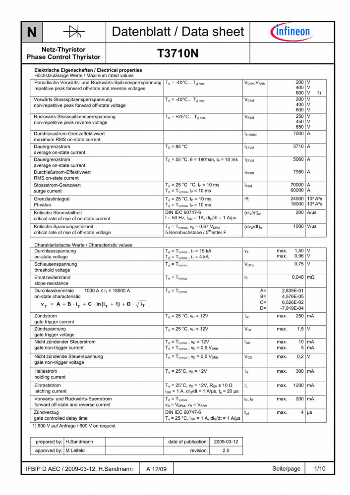 T3710N data sheet page 1