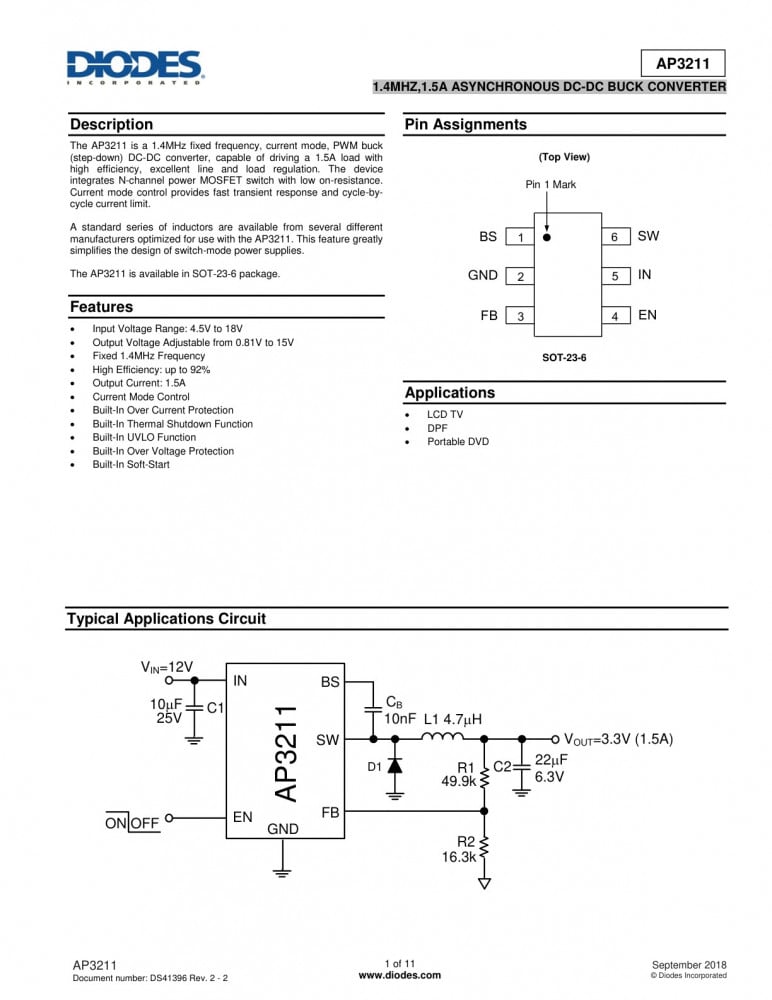 AP3211KTR-G1 datasheet page 1