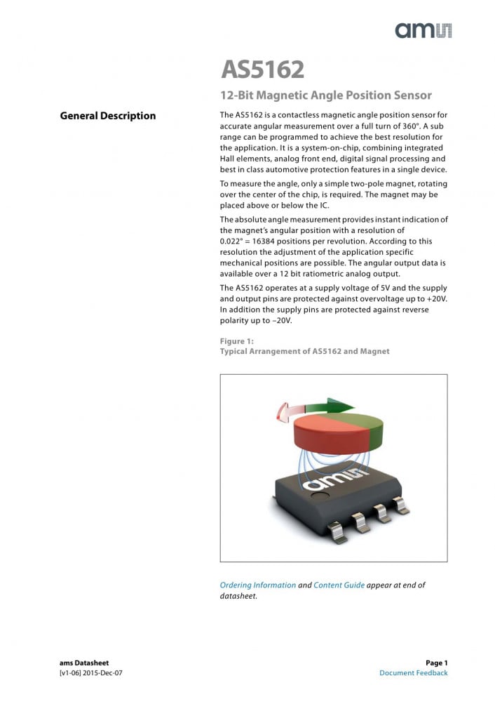 AS5162 datasheet page 1