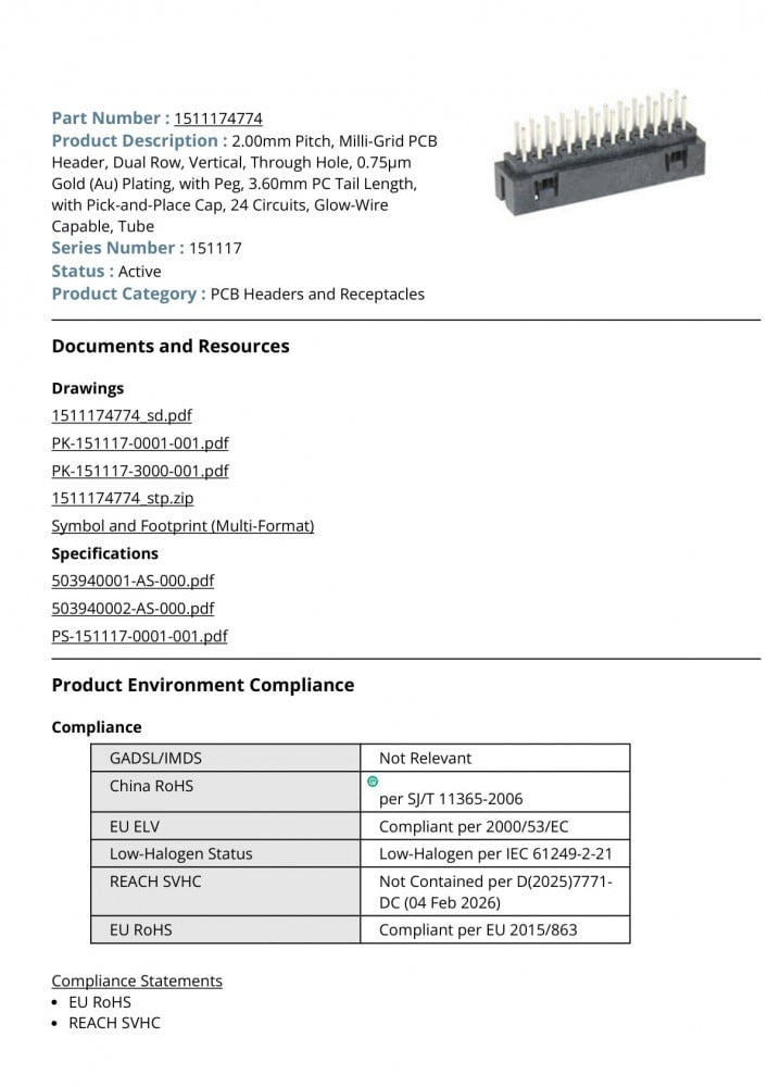 MOLEX product specification page 1