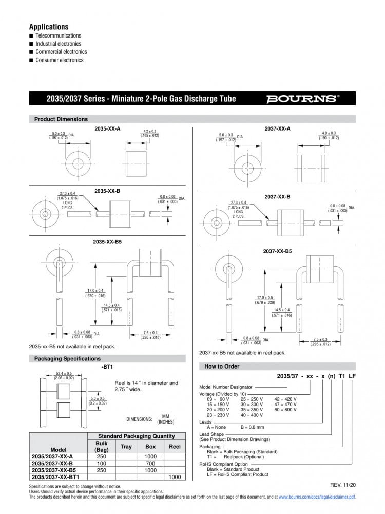 BOURNS 2035/2037 series datasheet page 2