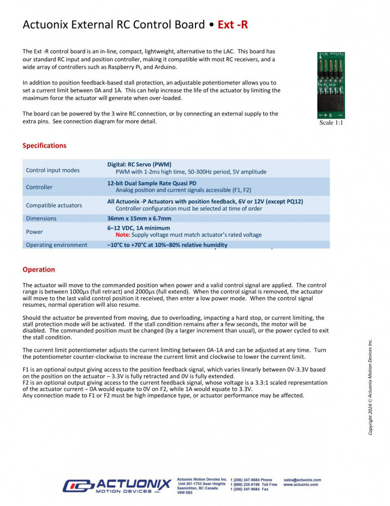 Actuonix Ext-R datasheet page 1
