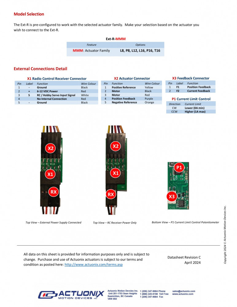 Actuonix Ext-R datasheet page 2