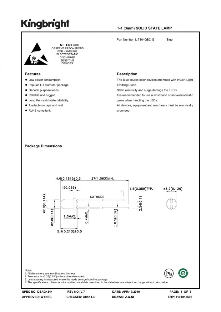 L-7104QBC-G datasheet page 1