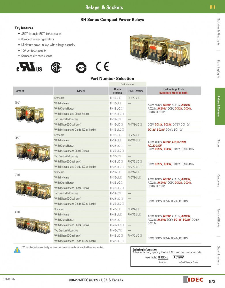 IDEC RH3B relay documentation page 1