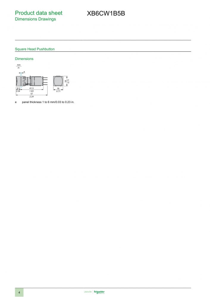 XB6CW1B5B technical document page 4