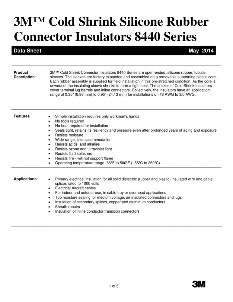 3M 8440 Series technical document page 1