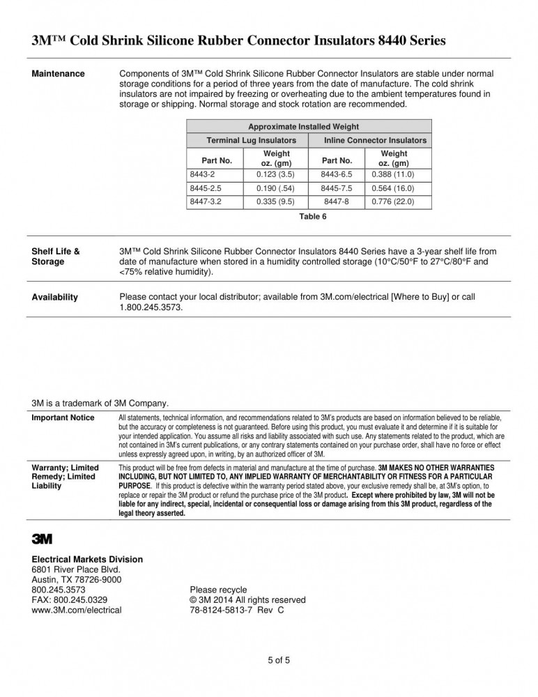 3M 8440 Series technical document page 5
