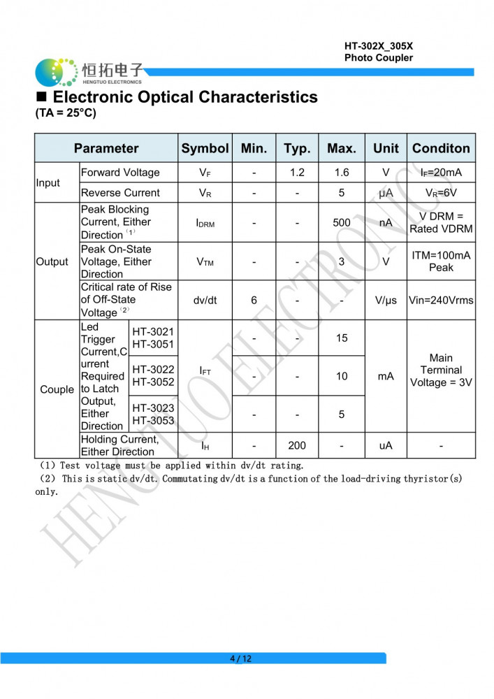 HT-3052 datasheet page 5