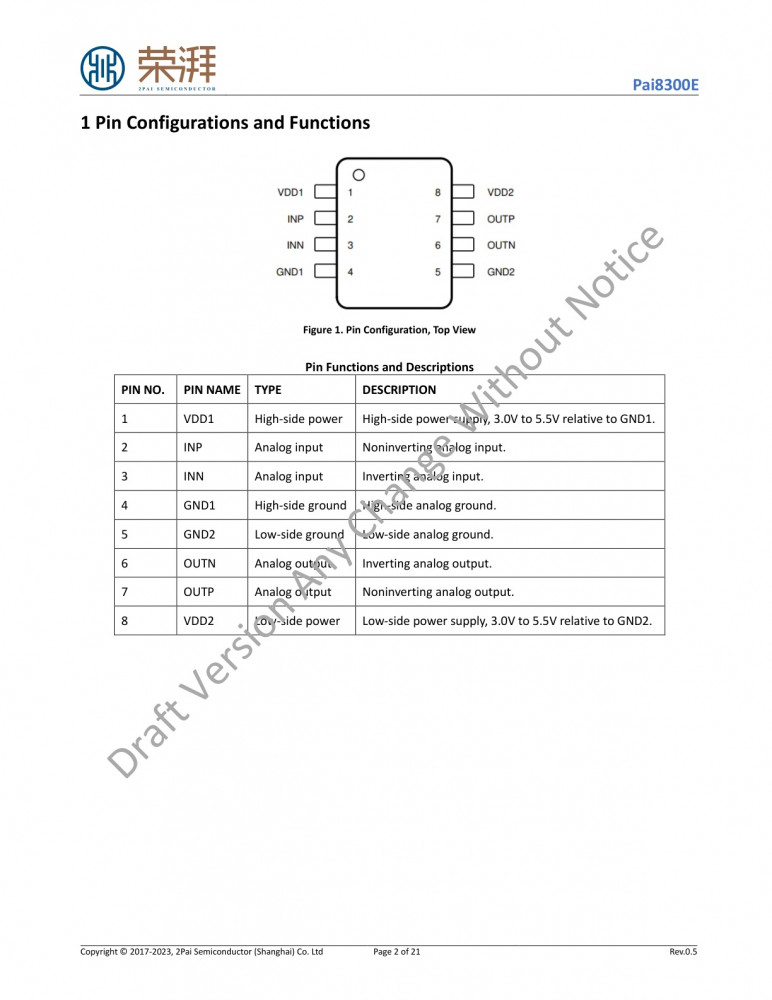Pai8300E-W5R datasheet page 2
