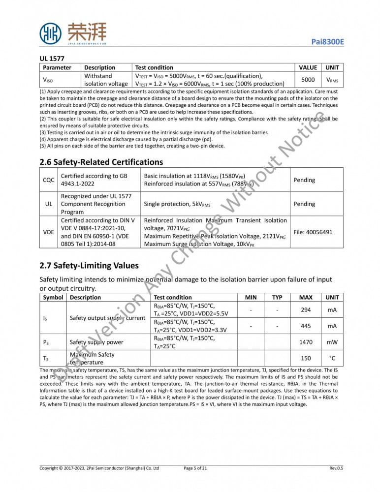 Pai8300E-W5R datasheet page 5