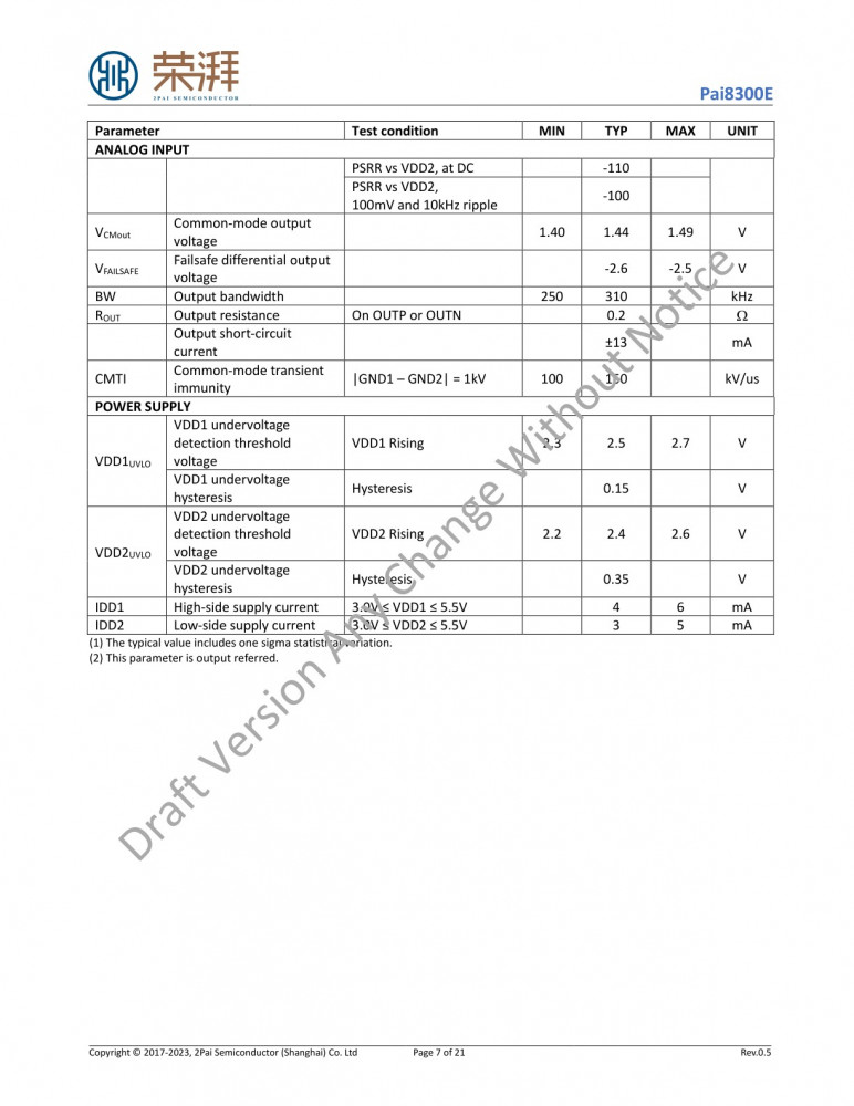 Pai8300E-W5R datasheet page 7