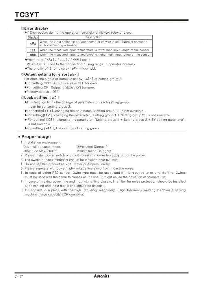 TC3YT Series technical document page 6